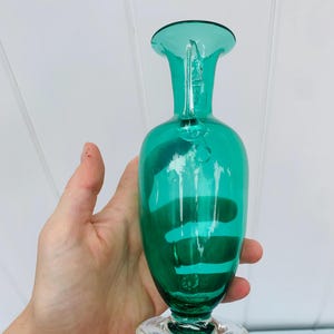 Vintage Small Handblown Jade Glass Double Handle Vase - Etsy