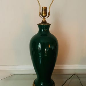 Tall Retro Forrest Green Ceramic Table Lamp With Brass Base No Shade - Etsy