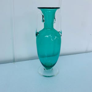 Vintage Small Handblown Jade Glass Double Handle Vase - Etsy