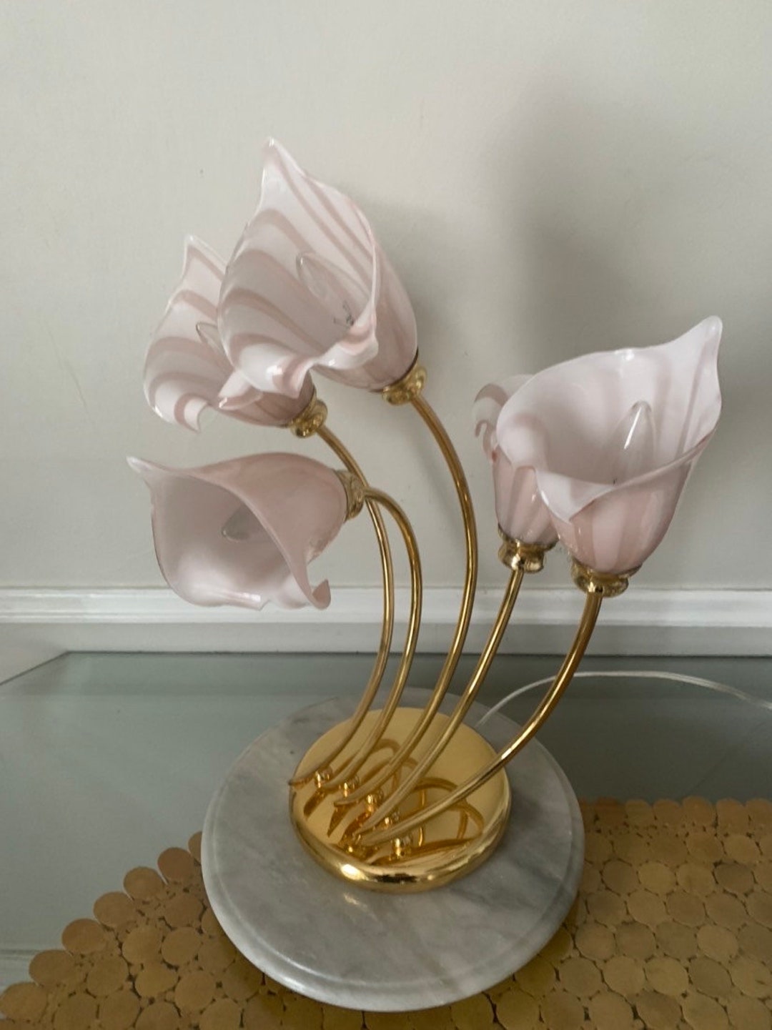Vintage 5 Shade Calla Lily Table Lamp Brass Bass Made in Italy - Etsy