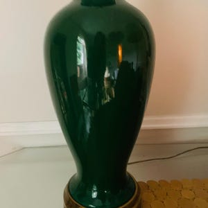 Tall Retro Forrest Green Ceramic Table Lamp With Brass Base No Shade - Etsy
