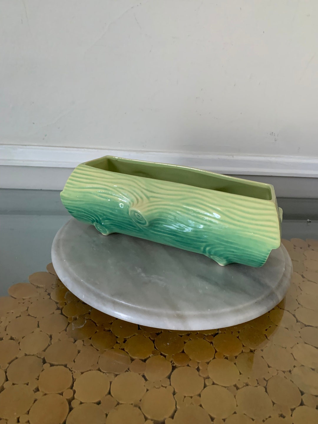 Vintage Beauceware Green Ceramic Log Planter Made in Canada 495 - Etsy