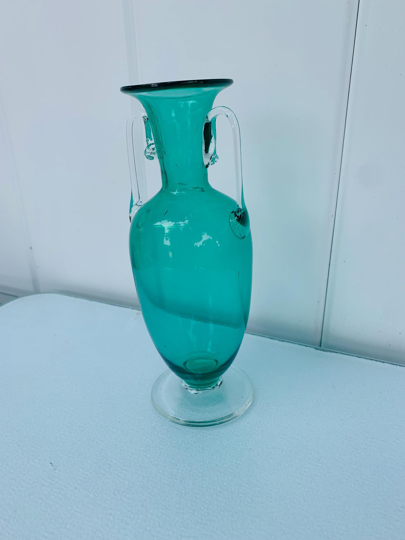 Vintage Small Handblown Jade Glass Double Handle Vase - Etsy