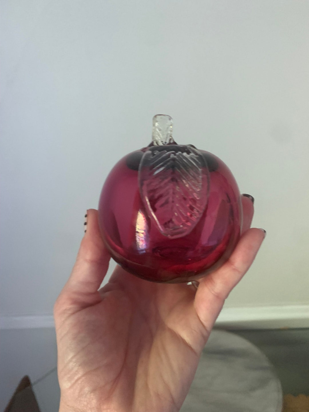 Vintage Rossi Pink Glass Apple - Etsy