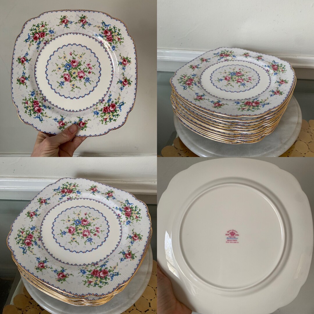 Vintage Set of 12 Royal Albert Petit Point China Dinner Plates Made in ...