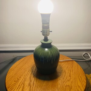 Vintage Green and Cream Drip Glaze Pottery Lamp - Etsy