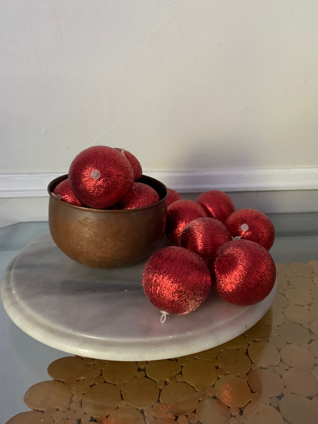 Set of 12 Large Sparkly Red Christmas Satin Balls - Etsy