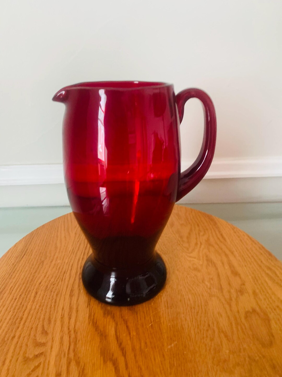 Vintage Red Handblown Whitefriars Ruby Red Glass Pitcher - Etsy