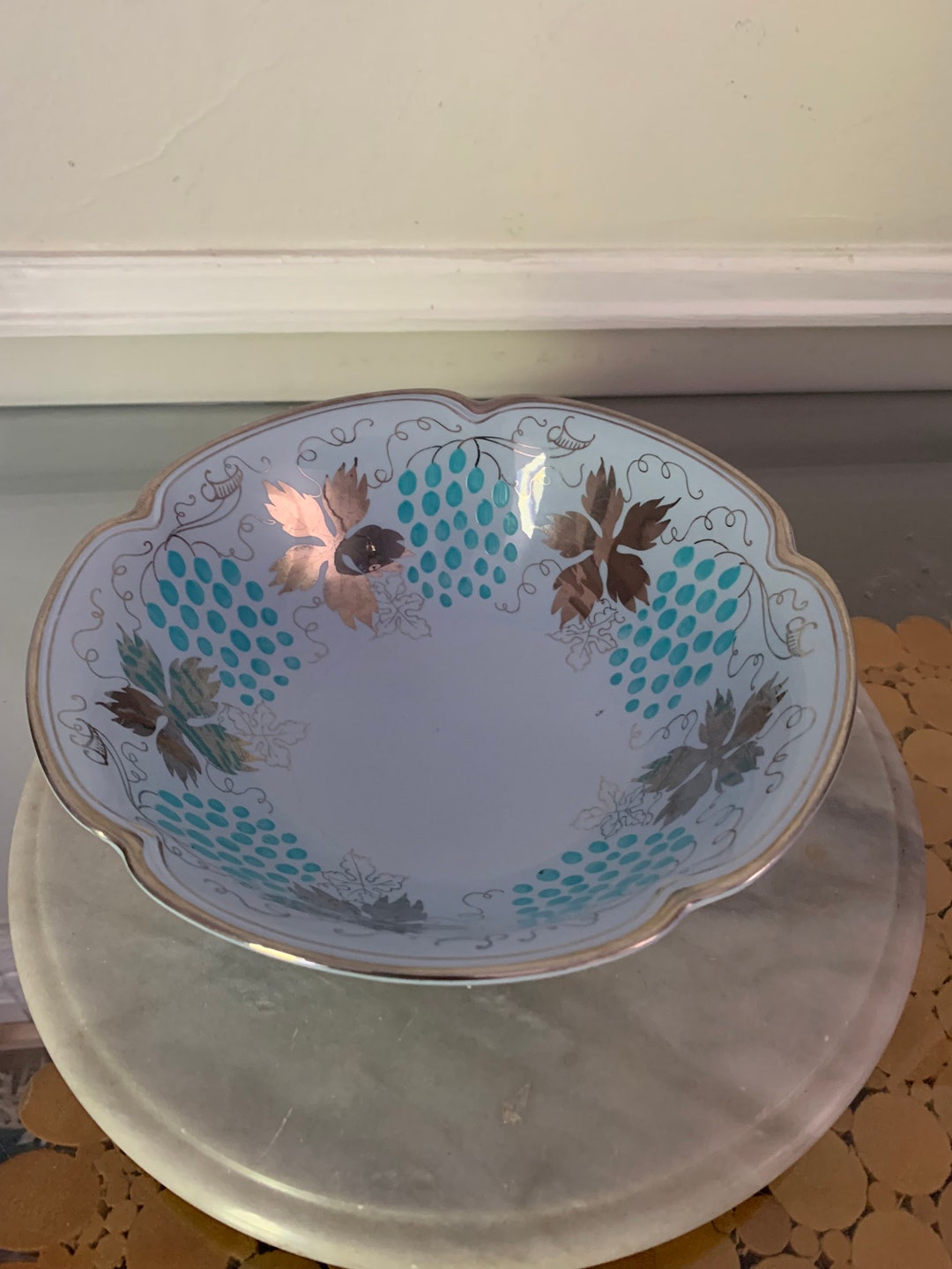 Vintage Gray's Pottery Large Petal Blue Bowl Stoke on Trent With ...