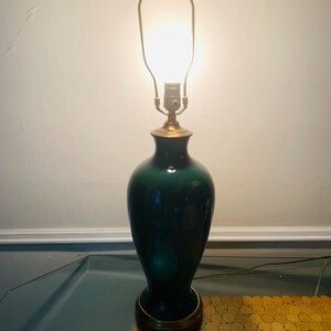 Tall Retro Forrest Green Ceramic Table Lamp With Brass Base No Shade - Etsy