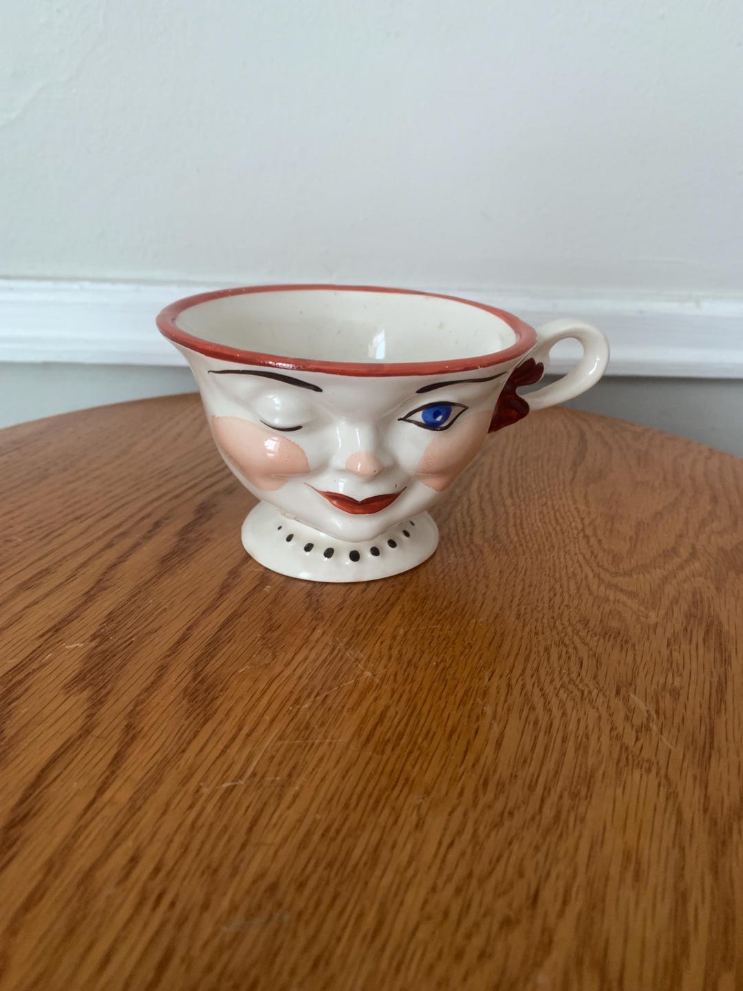 Vintage Staffordshire Hand Painted Winking Lady Teacup Made in England ...