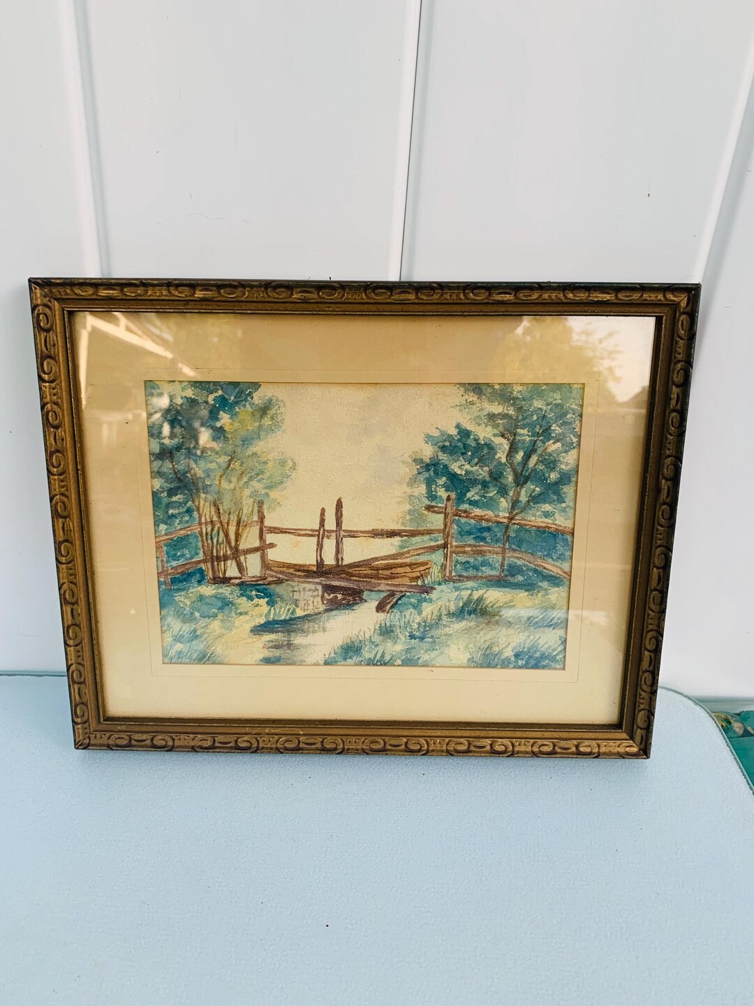 Vintage Small Bridge Over Stream Water Colour in Wood Frame - Etsy