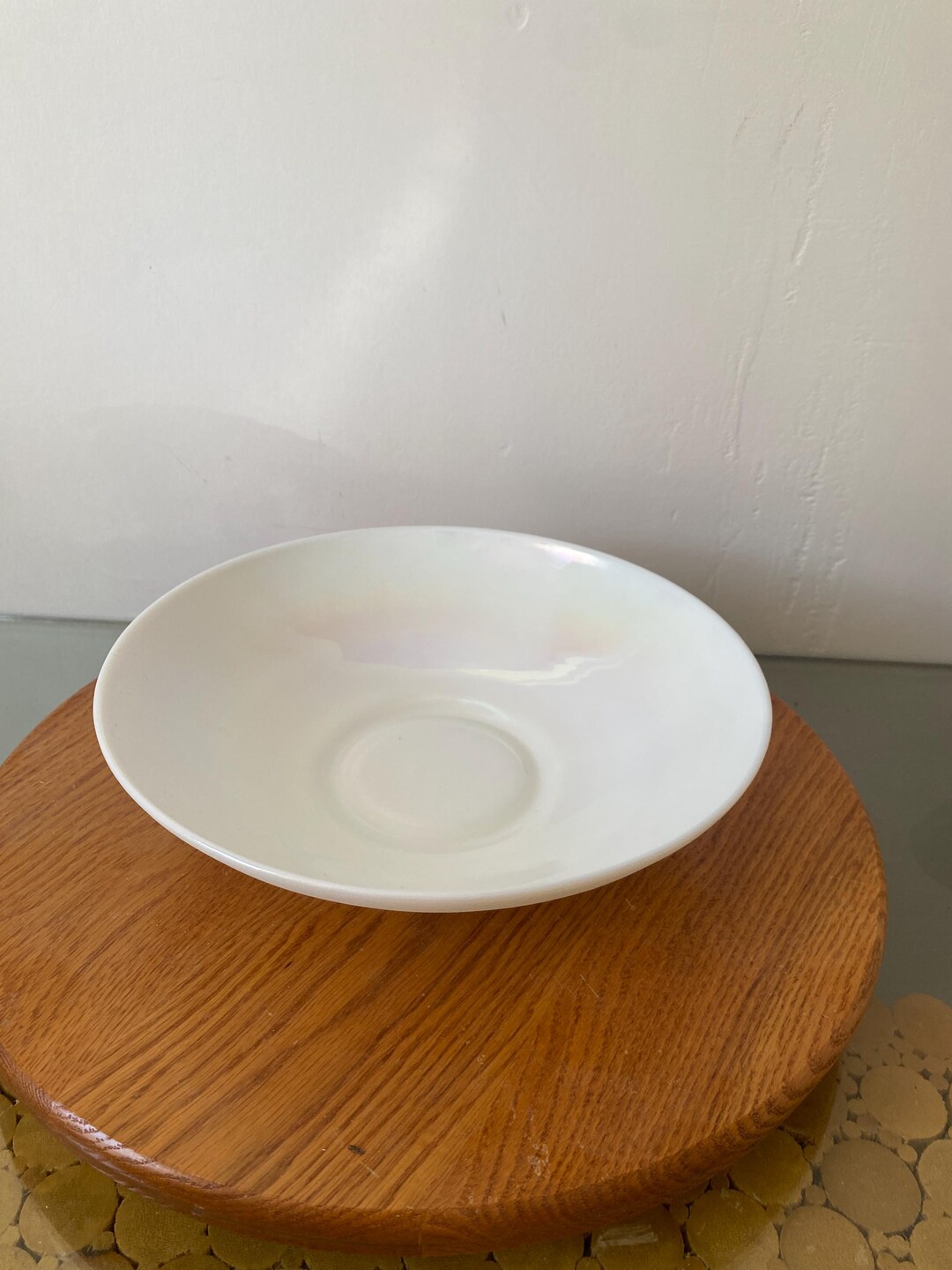 Vintage White Milke Glass Bowl With Iridescent Inside - Etsy