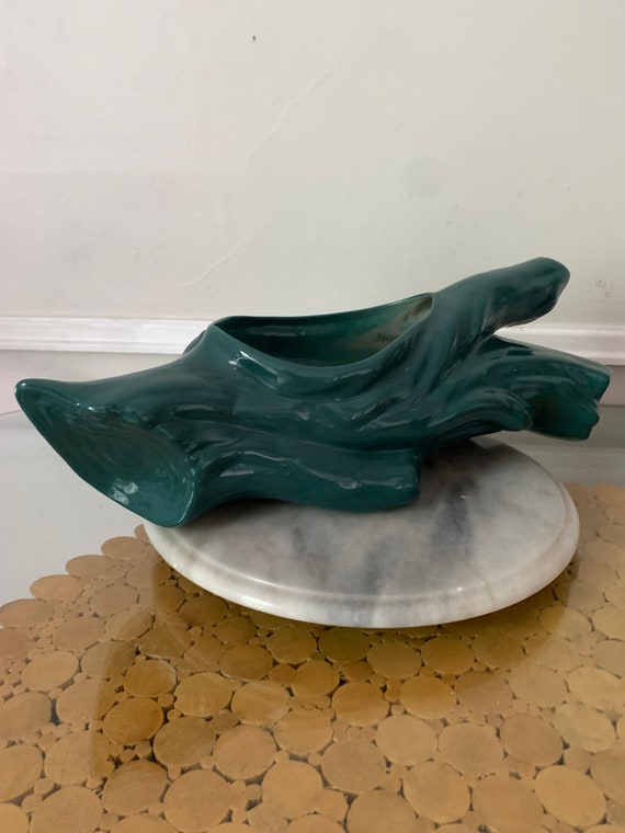 Retro Large Green Ceramic Log Planter - Etsy