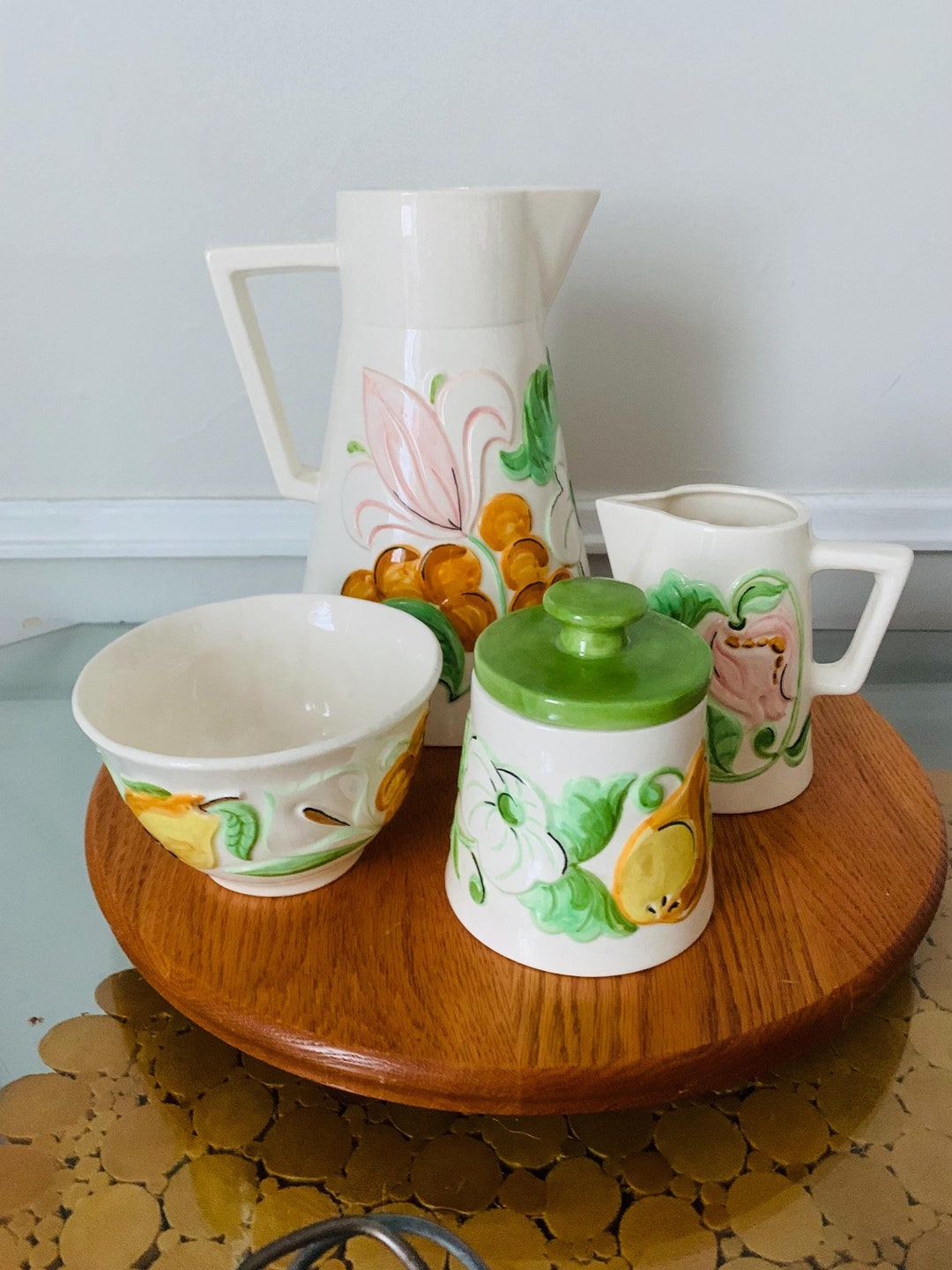 Vintage Set of 4 Hand Painted Ceramic Pitcher Set Made in Canada - Etsy