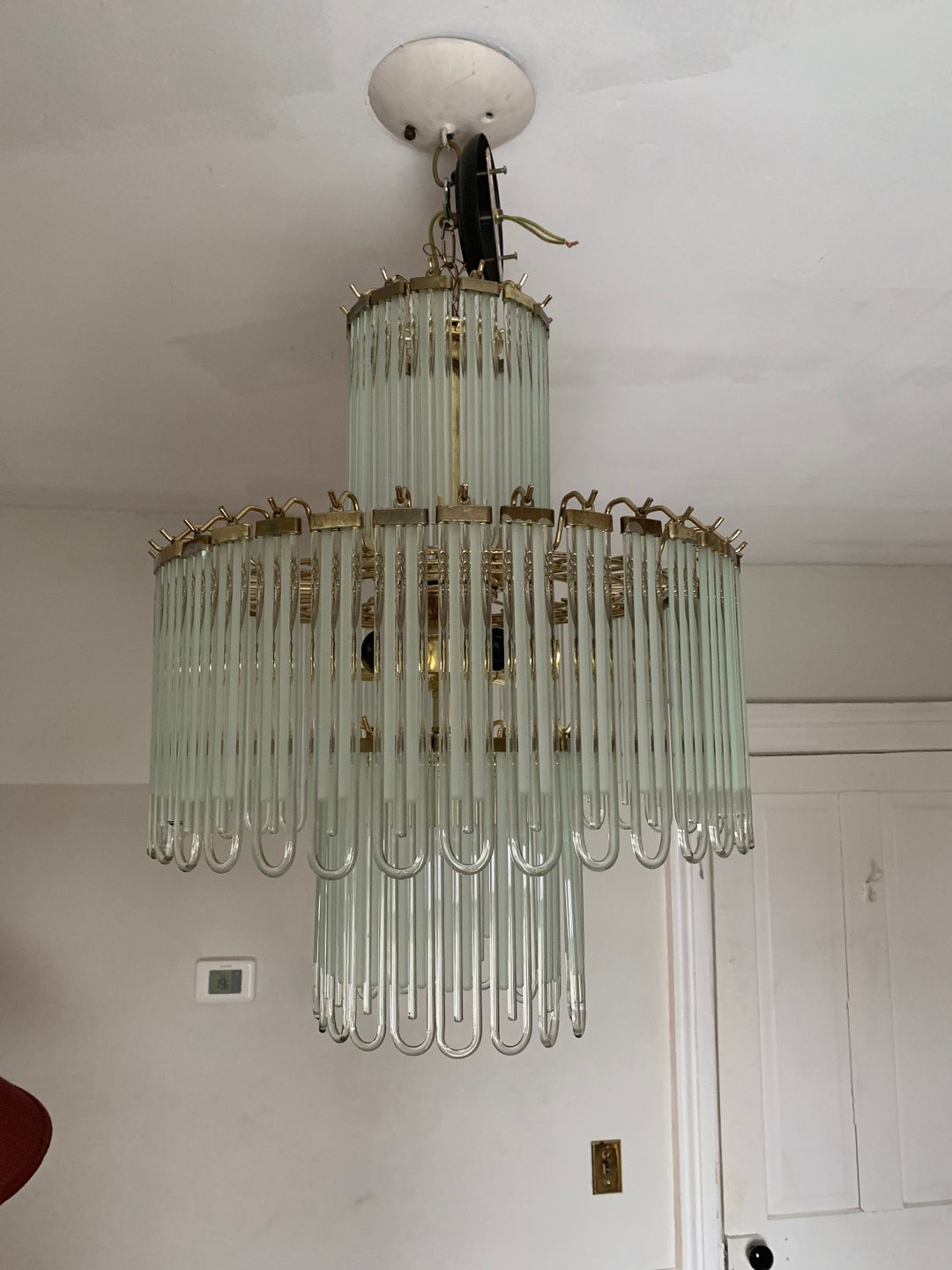 Vintage Blown Clear and Frosted Glass Rod 3 Tier Brass Wedding Cake ...