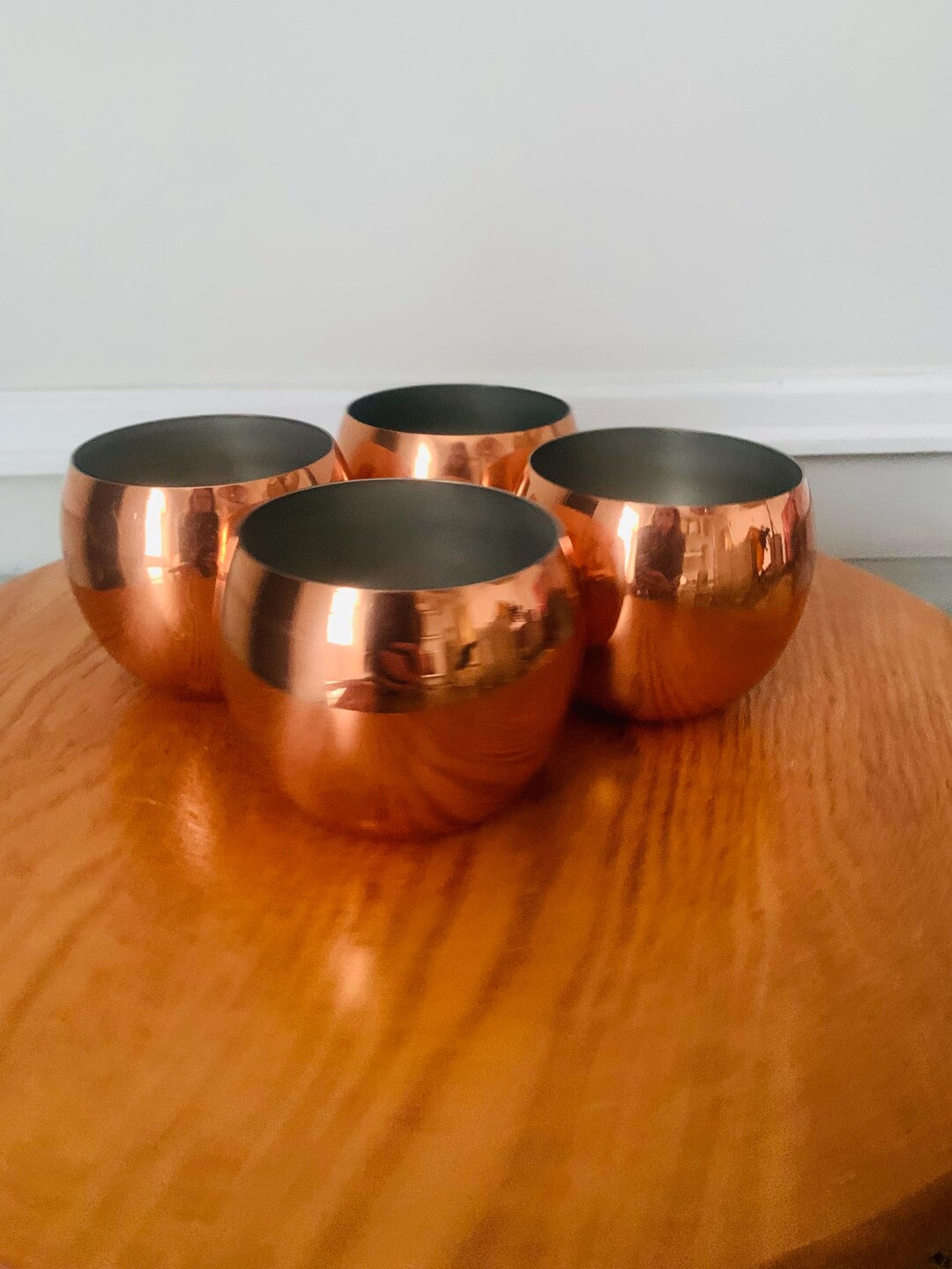 4 Copper "roly Poly Cups" by Coppercraft Guild GC Taunton Massachusetts ...