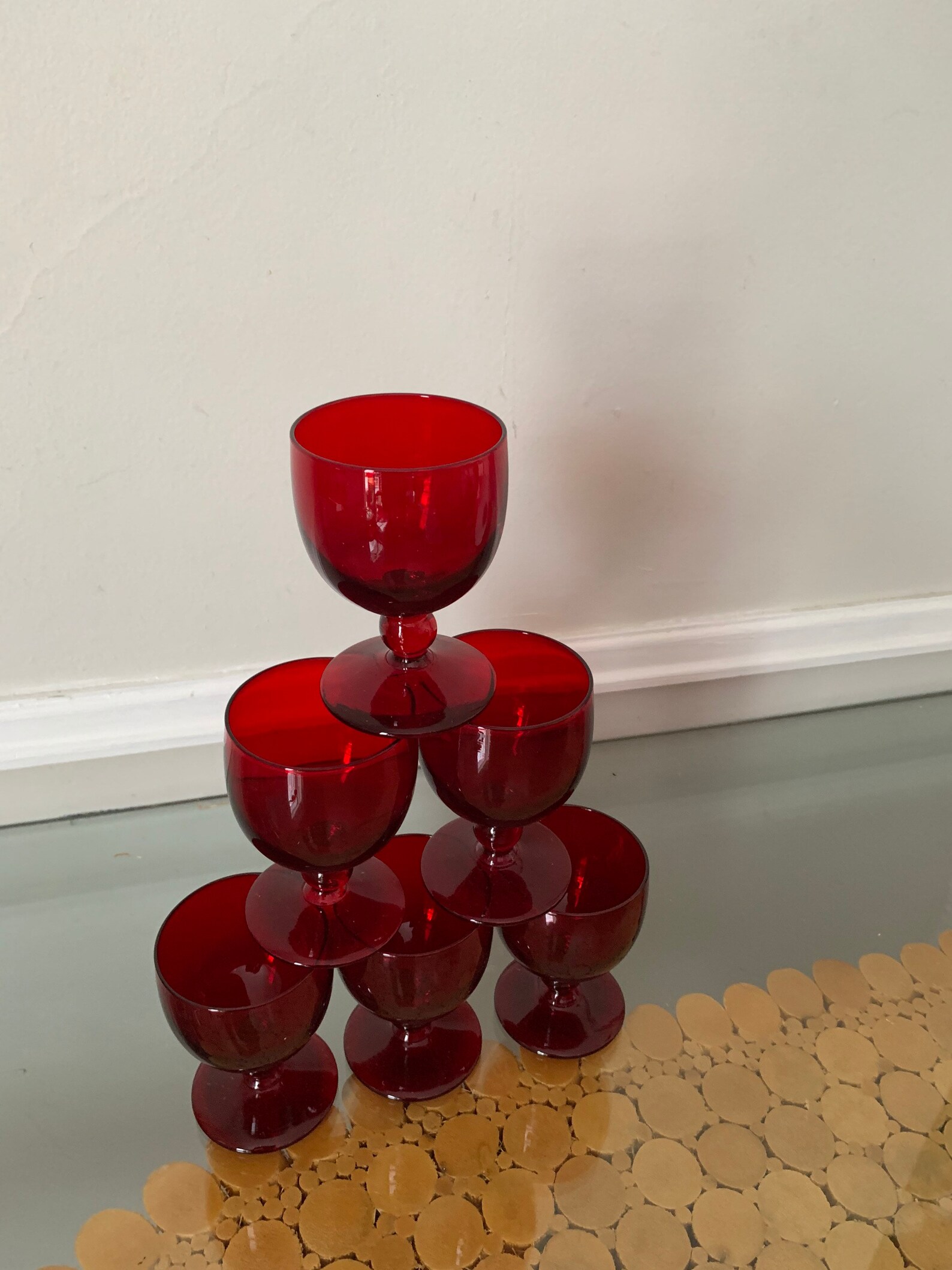 Vintage 1960s Set of 6 Short Ruby Red Wine Glasses - Etsy Canada