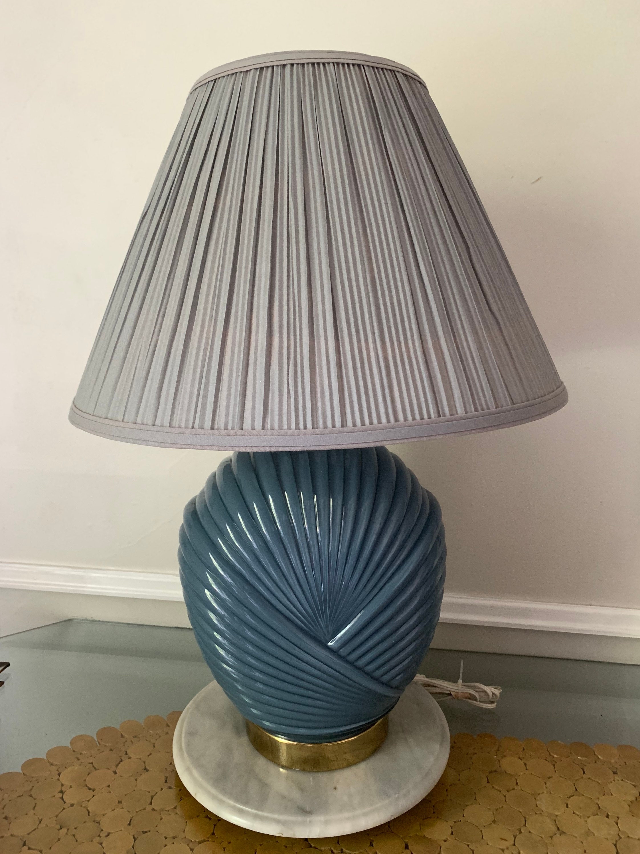 Home & Living Lighting Vintage 80s Blue Shell Lamp Art Deco Revival ...