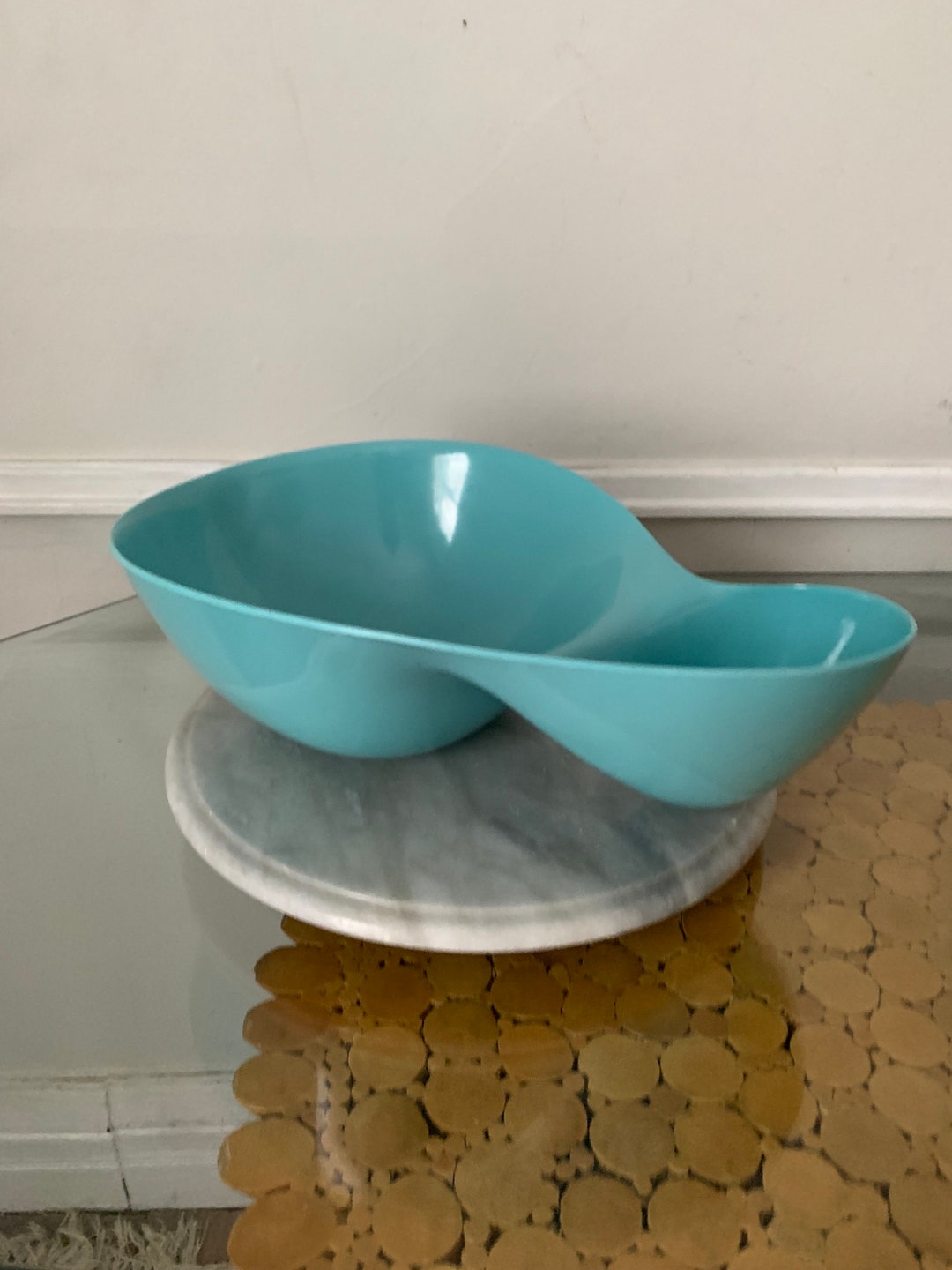 Vintage Amoeba Melmac Robins Egg Blue Double Bowl - Etsy