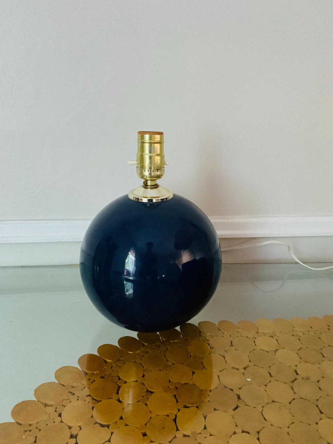 Retro Small Navy Blue Ceramic Gum Ball Lamp No Shade - Etsy