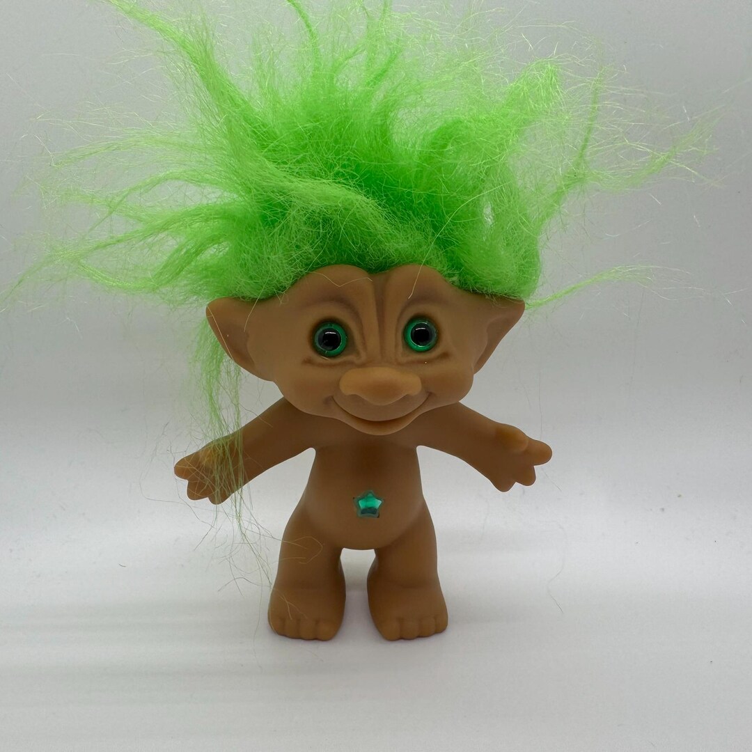 Vintage Ace Novelty Jewel Belly Treasure Troll Green Star 5 - Etsy