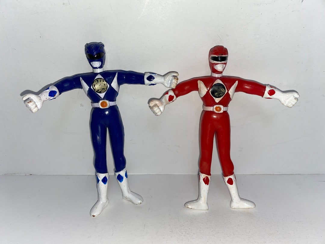 Vintage 1993 Mighty Morphin Power Rangers Blue Red Ranger Bendems ...
