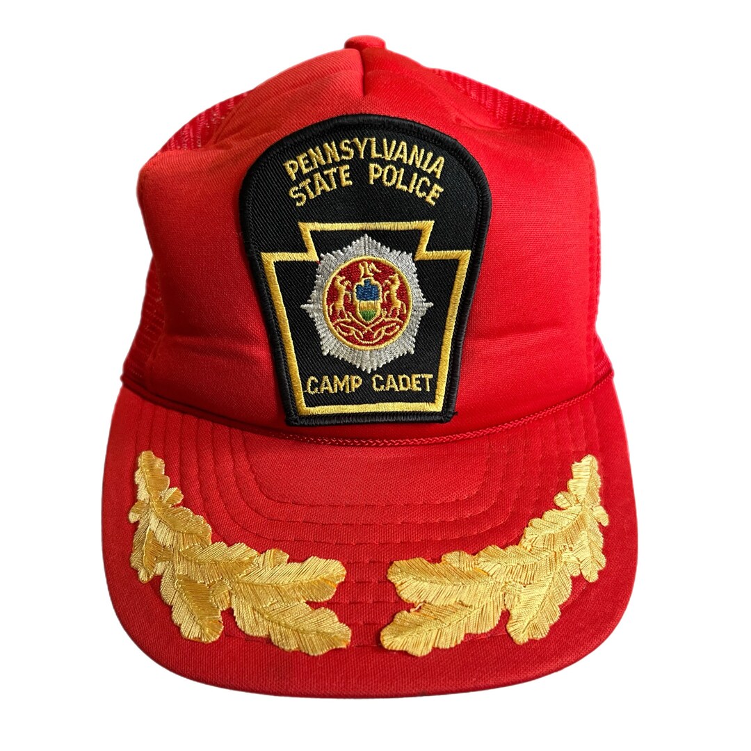 Vintage Red Pennsylvania State Police Camp Cadet Scrambled Eggs Trucker ...