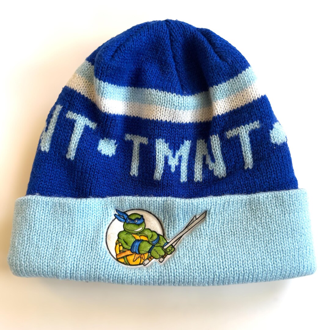 Vintage TMNT Teenage Mutant Ninja Turtles Leonardo Knit Beanie Winter ...