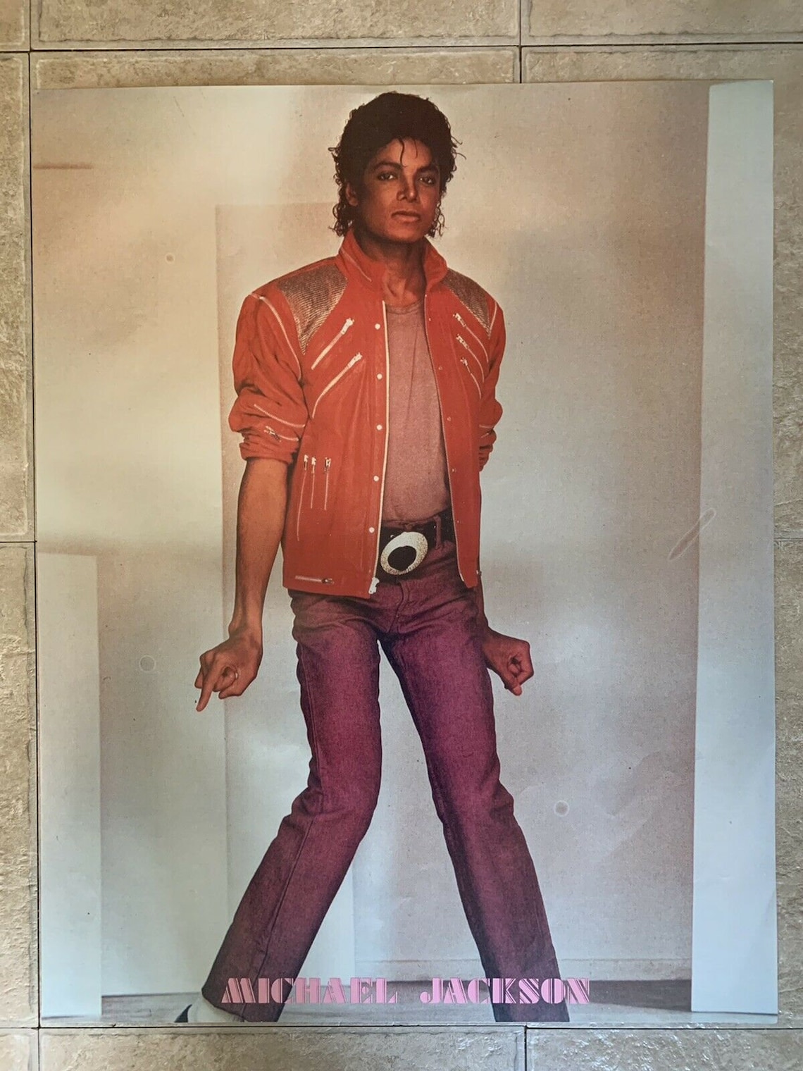 Vintage 80s Original Michael Jackson Jacket Beat It Promo Poster 18"x23 ...