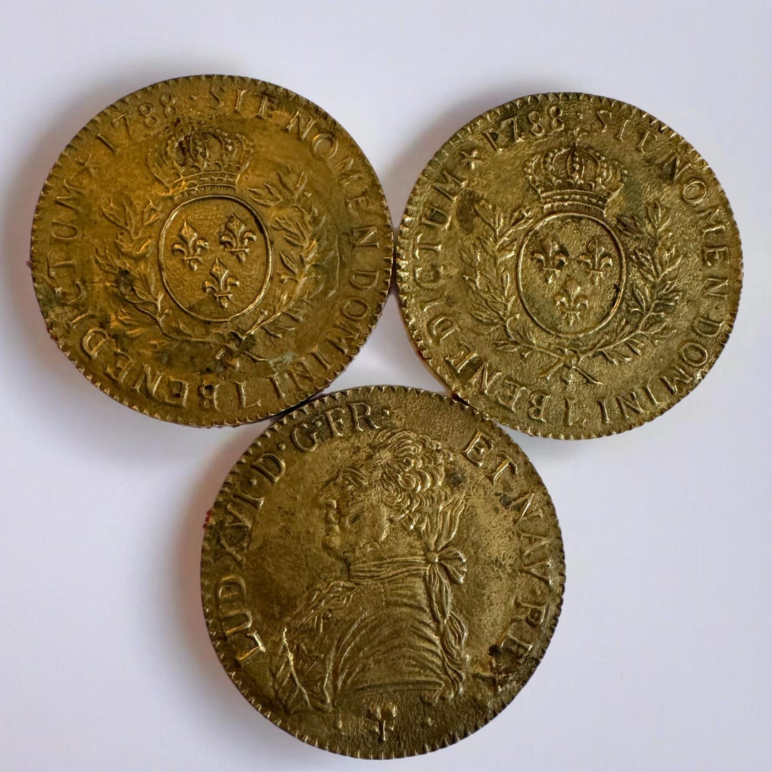Vintage Antique Set of 3 Metal Brass French Coin Coasters 1788 - Etsy