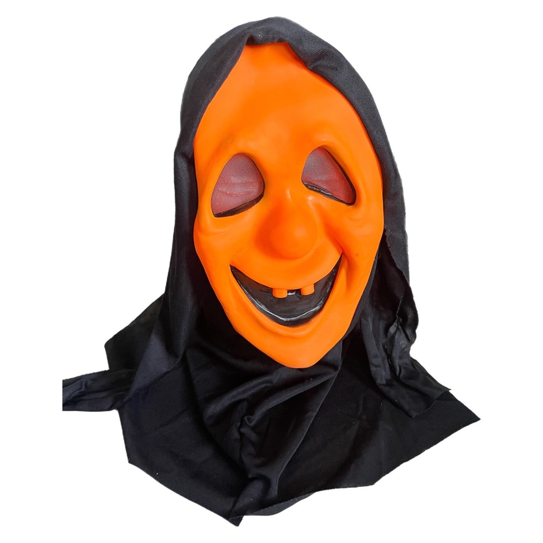 Vintage Fun World Orange Goofy Ghost Face Scream Rubber Mask Spoof ...