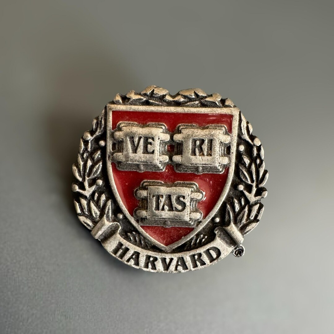 Vintage Harvard Veritas Crest Silver Tone Metal Hat Lapel Pin - Etsy