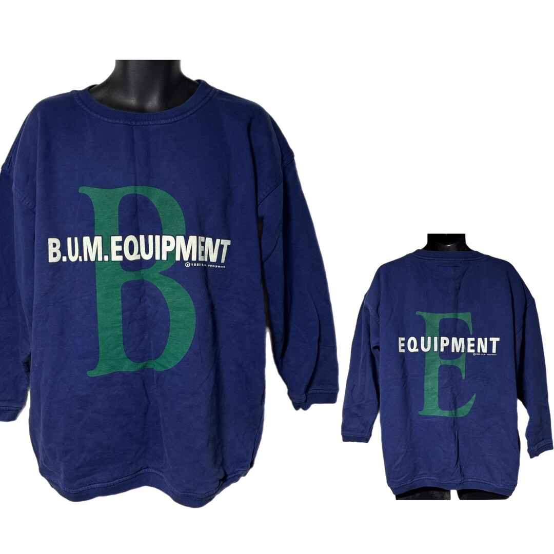 Vintage BUM Equipment 1993 Double Sided Pullover Sweatshirt L Green Blue - Etsy