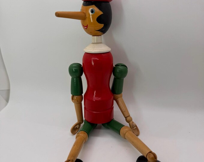 Vintage Wooden Pinocchio String Figure Puppet Marionette Handmade Wood ...