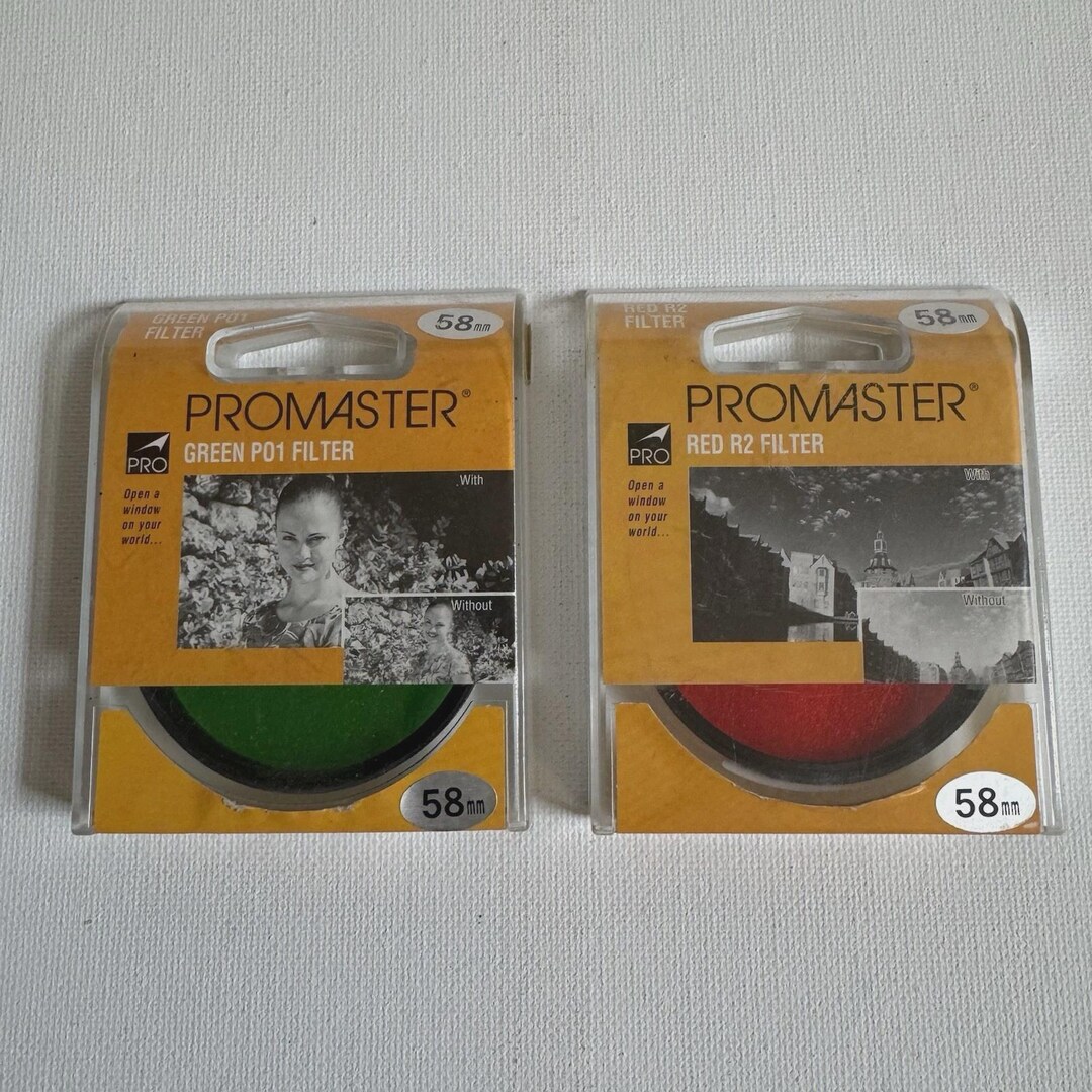 Vintage Promaster 58mm Green P01 & Red R2 Camera Lens Filter Lot - Etsy