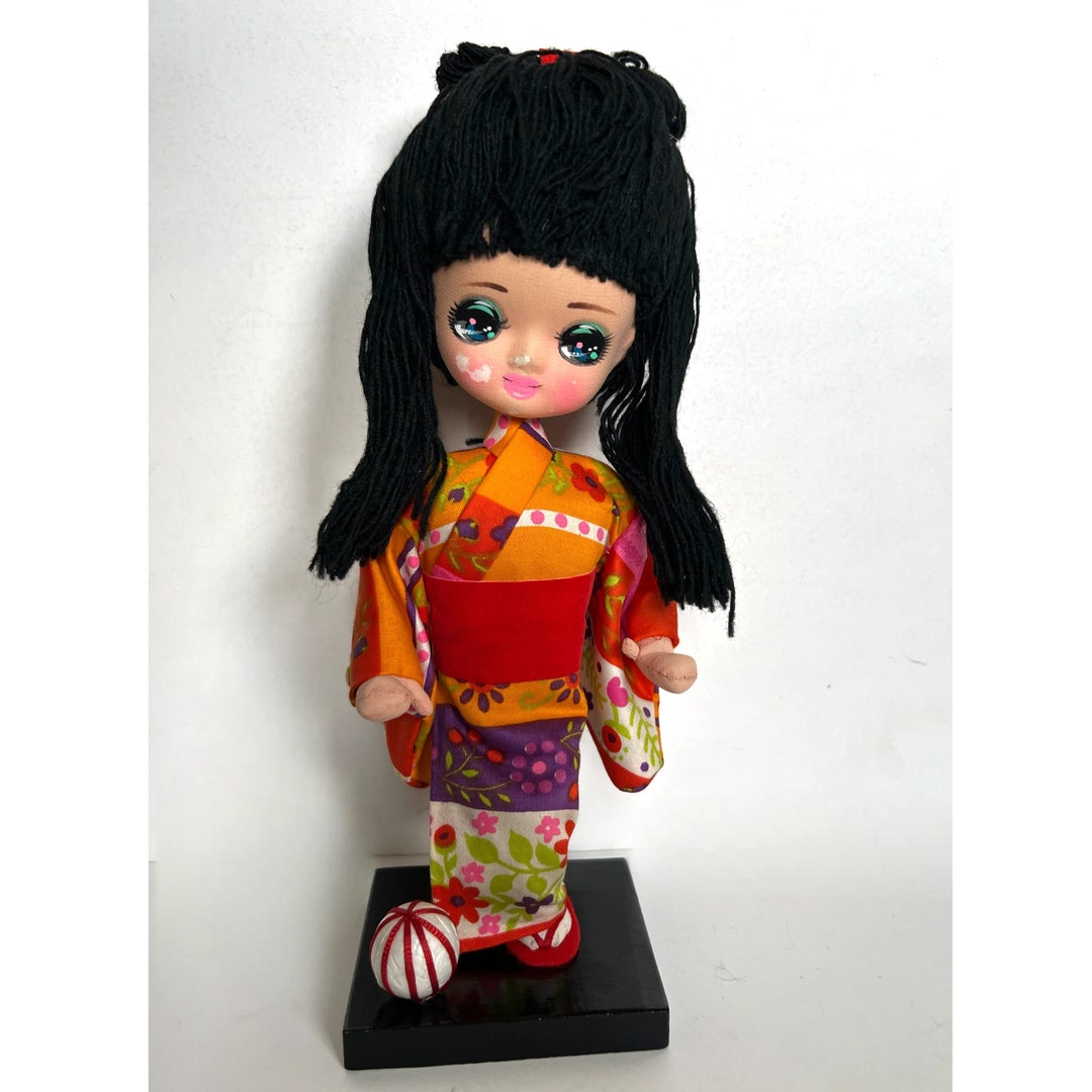 Vintage Handmade Japanese Geisha Big Eye Bradley Style Doll Stockinette ...