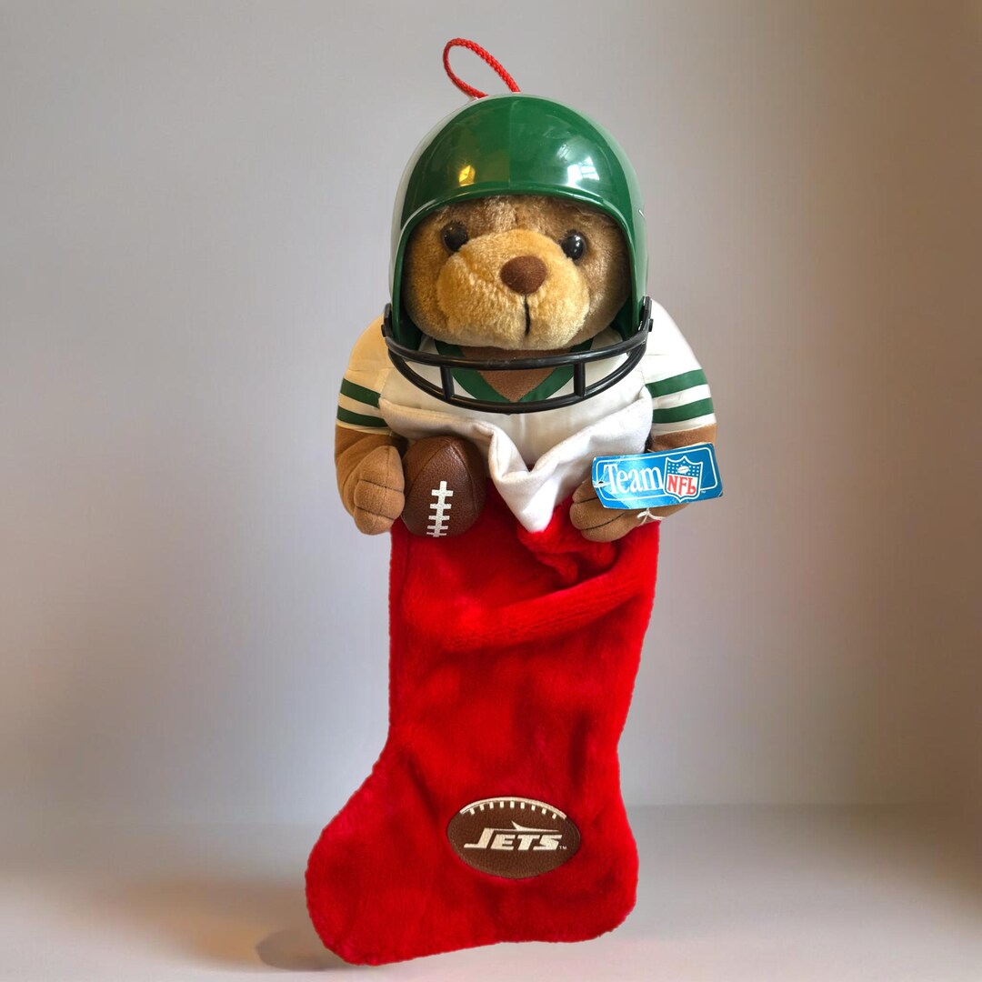 Vintage NY New York Jets 1994 NFL Plush Teddy Bear Holiday Christmas ...