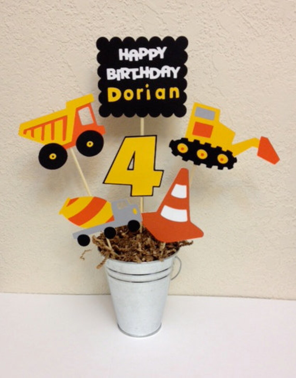 Construction Centerpiece Birthday Decoration Personalized Etsy