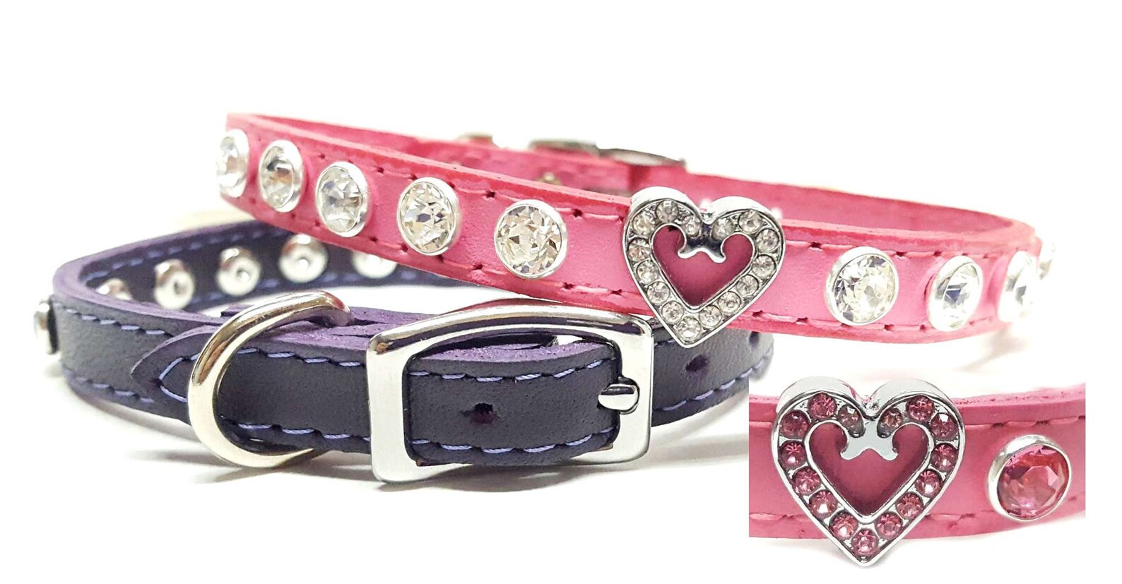 Fancy Leather Dog Collars Fancy Cat Collars with Rhinestone | Etsy