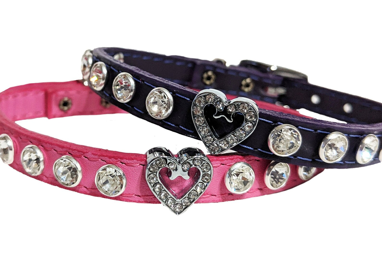 Fancy Leather Dog Collars Fancy Cat Collars with Rhinestone | Etsy