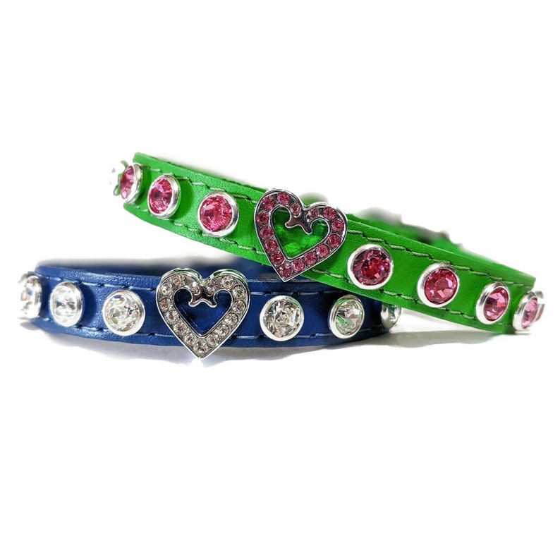 Fancy Leather Dog Collars Fancy Cat Collars With Rhinestone | Etsy