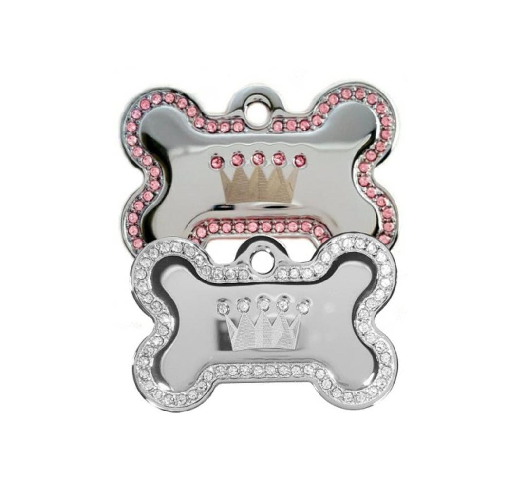 Fancy Dog ID Tags for Dogs, Luxury Bling Dog Collar Tags With Swarovski ...