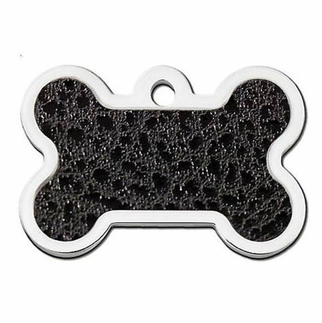Black Bone Dog Collar ID Tags for Dogs, Leather-look, Personalized ...
