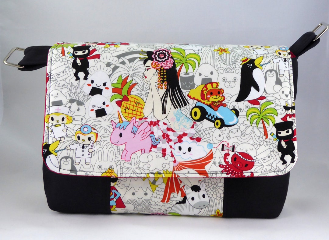 Character Print Messenger Bag - Etsy