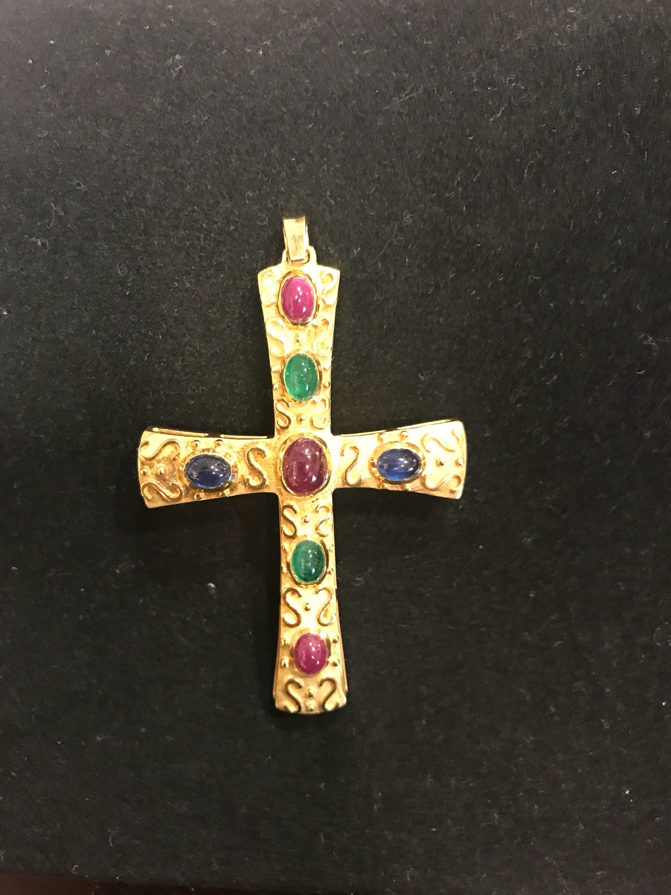 Beautiful Italian Cross With Cabochon Stones - Etsy