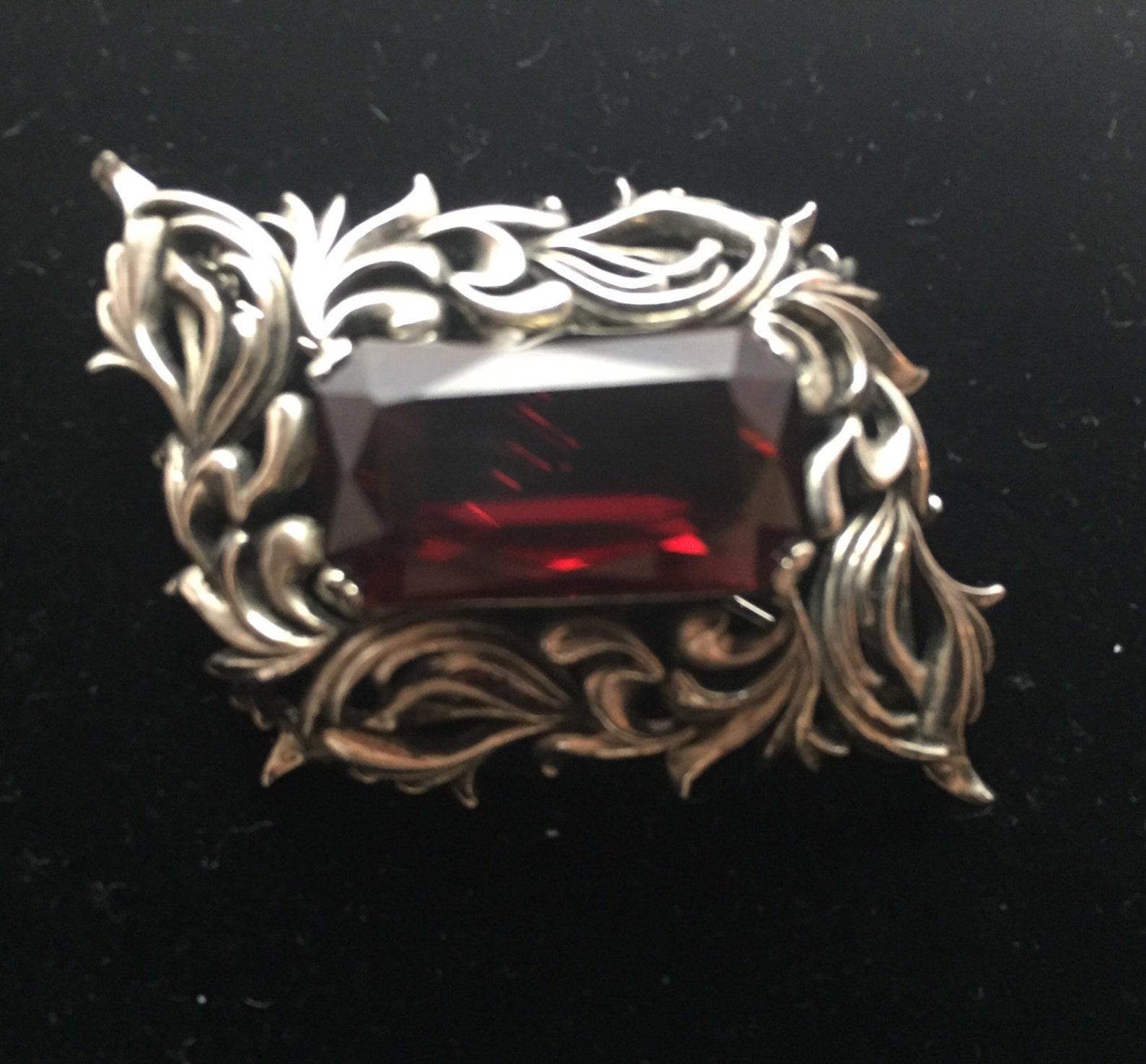 Stylecraft Ruby Red Brooch and Earring Demi-parure Circa 1940 - Etsy