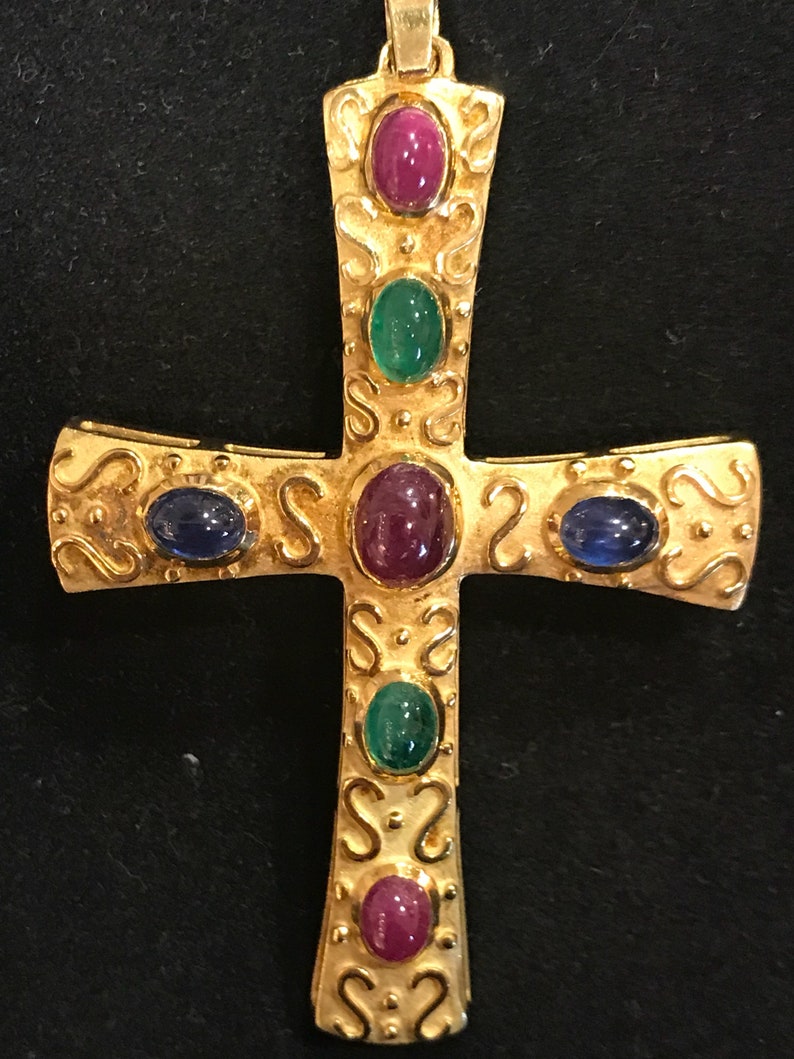 Beautiful Italian Cross With Cabochon Stones - Etsy