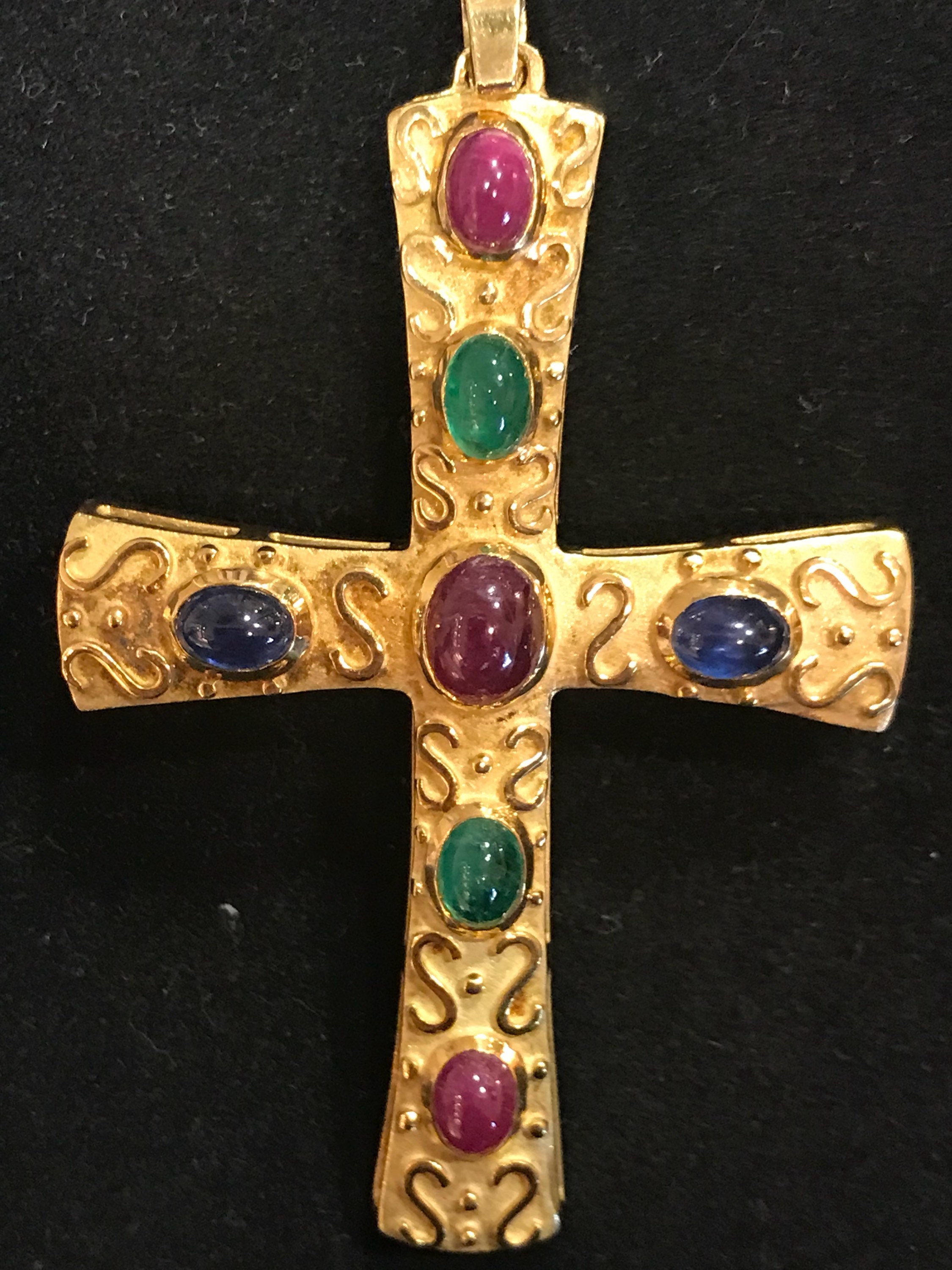 Beautiful Italian Cross With Cabochon Stones - Etsy