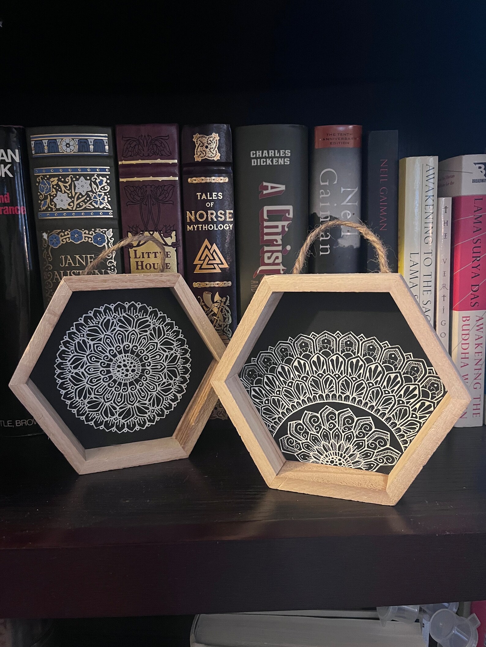 Framed Mandala Rising Moon Wall Decor Original Art - Etsy